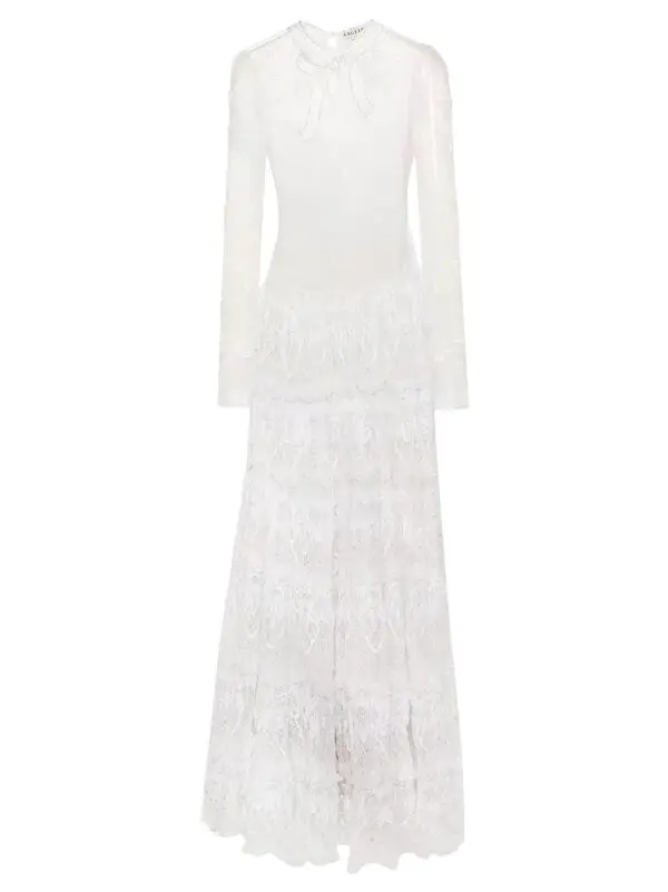 A.N.G.E.L.O. VINTAGE CULT 1970s Embroidered-mesh Maxi Dress - Neutrals