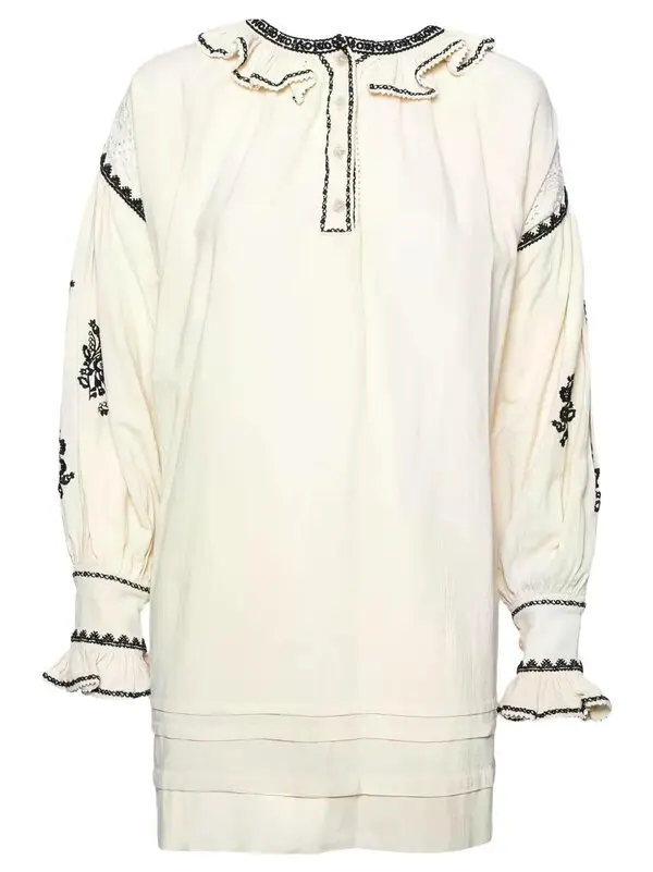 MARANT ETOILE Ruby Embroidered Mini Dress - Neutrals