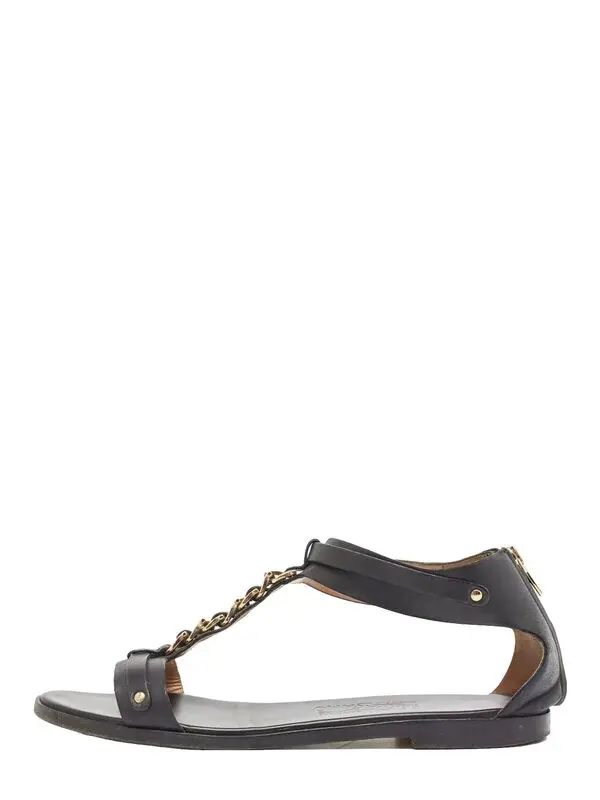 FERRAGAMO Chain-detail Leather Sandals - Black