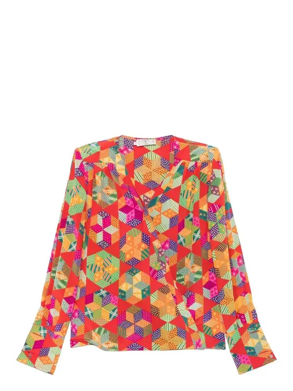 Valentino Garavani 1980s Printed Blouse - Red