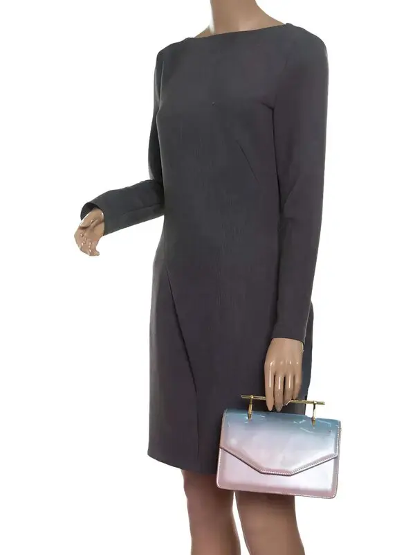 M2malletier Ombré-effect Patent-leather Top Handle Handbag - Blue