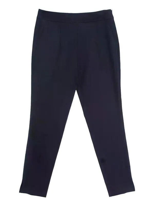 Emporio Armani Navy Wool Blend Tailored Trousers - Blue