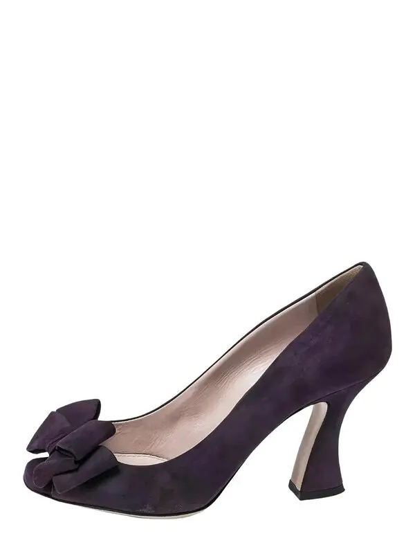 Miu Miu 85mm Bow-embellished Suede Pumps - Red