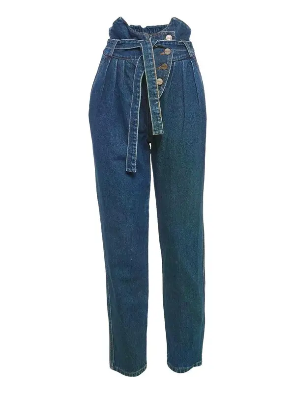 Alexis Pleat-detail High-waist Jeans With Belt - Blue