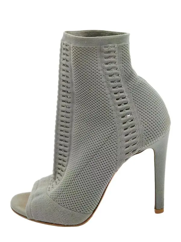 GIANVITO ROSSI 110mm Knit Peep-toe Boots - Grey