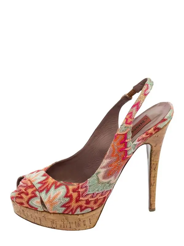 Missoni 135mm Platform Slingback Sandals - Orange