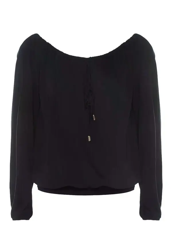 Michael Kors Drawstring-detail Long-sleeves Top - Black