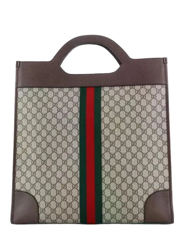 Gucci Ophidia Cut Out Handle Gg Coated Canvas Large Tote Bag - Neutrals