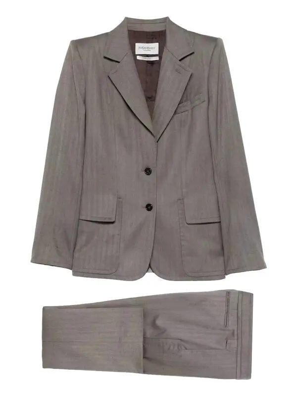 Saint Laurent 2000s Striped Suit - Brown