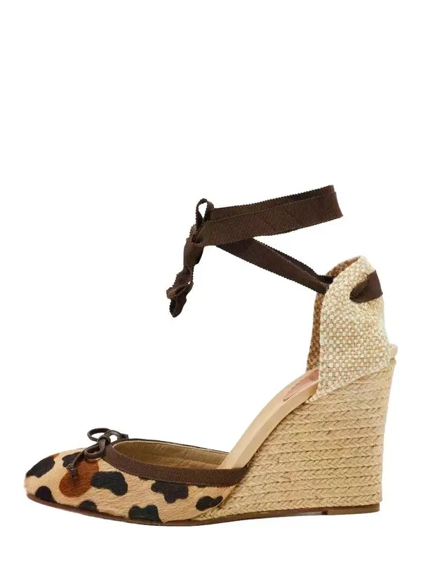 CHRISTIAN LOUBOUTIN Bow Espadrille Wedge Pumps - Brown