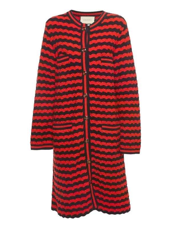 Gucci Striped Knit Cardigan - Red