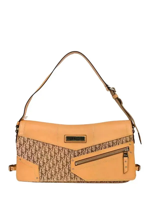 Dior 2003 Trotter Monogram Shoulder Bag - Neutrals