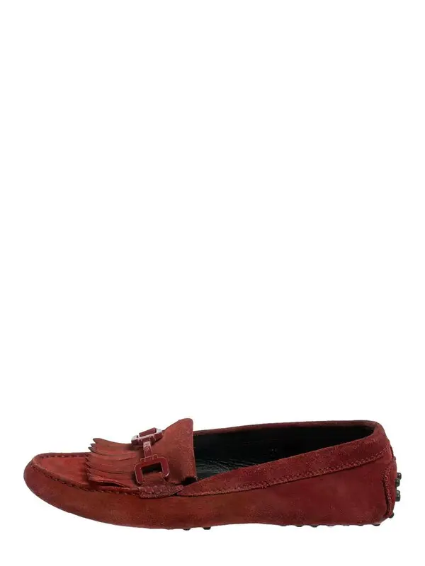 TOD'S Vintage Suede Loafers - Red