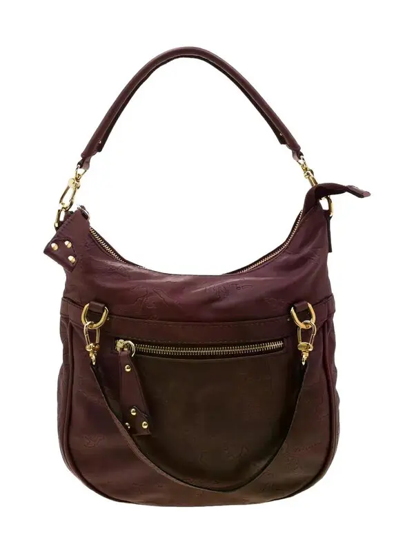 ALVIERO MARTINI 1° CLASSE Map-print Leather Shoulder Bag - Red