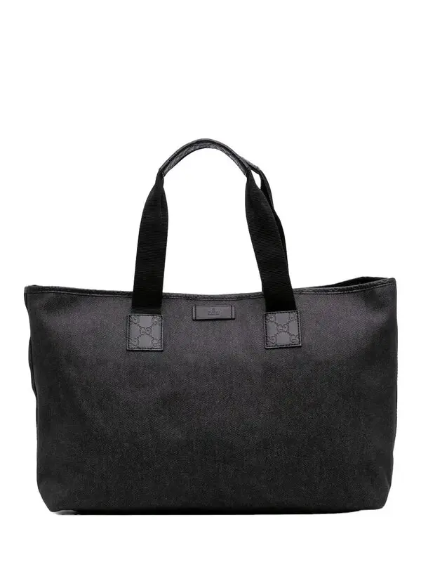 Gucci Guccissima Trimmed Denim Tote - Black