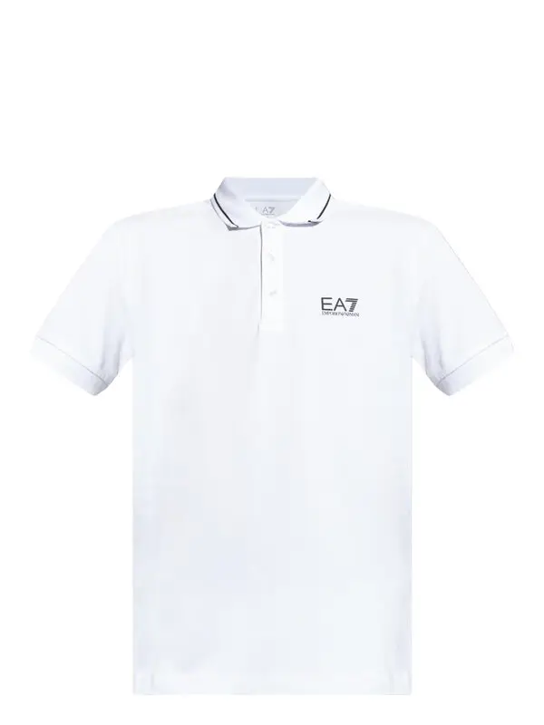 EA7 Cotton Polo With Printed Logo - White