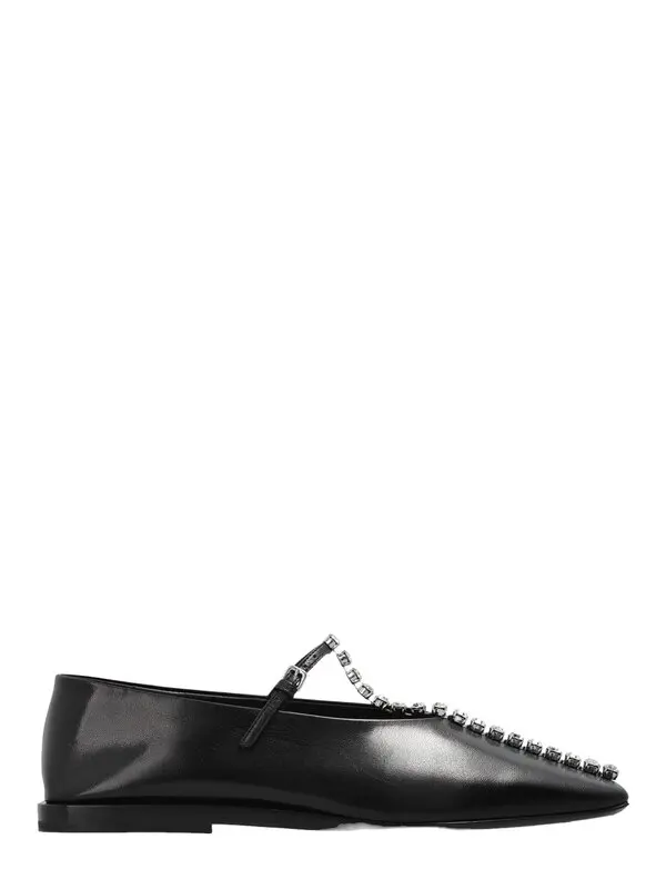 JIL SANDER Leather Shoes With Shimmering Crystals - Black