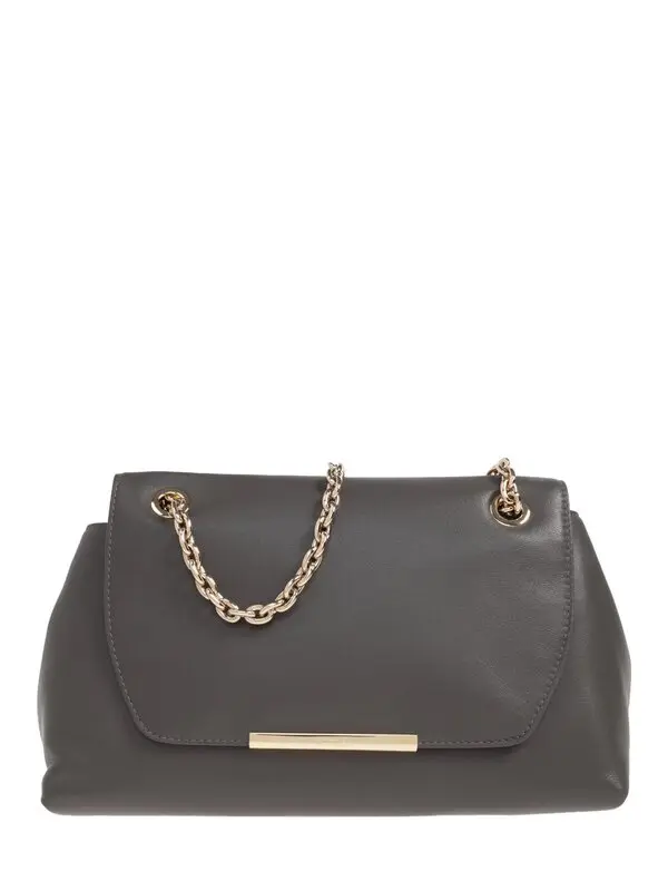 Furla Shoulder Bag In Full-grain Leather With Gold-tone Chain - Grey
