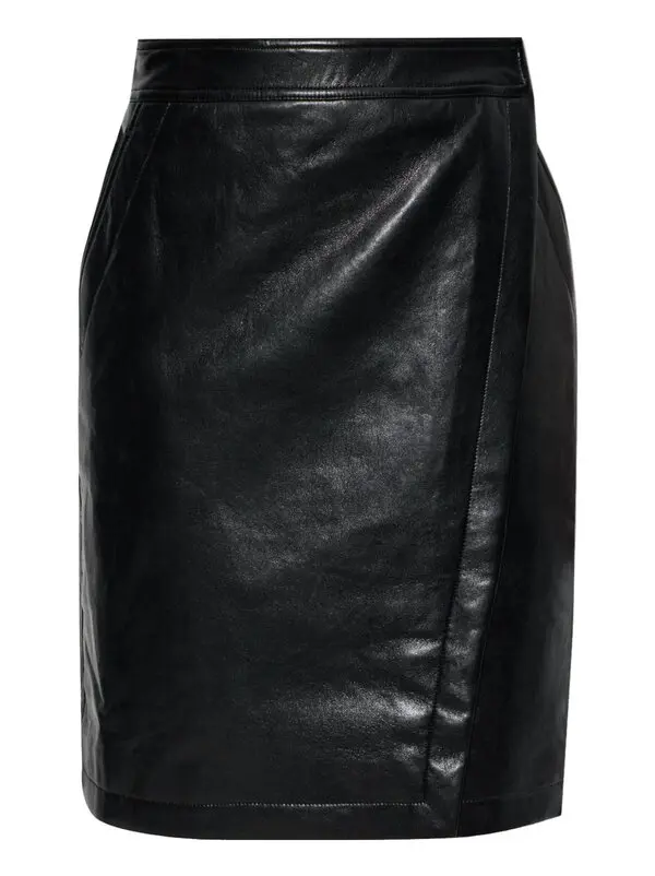 ANINE BING Skirt With Leather Trim - Black
