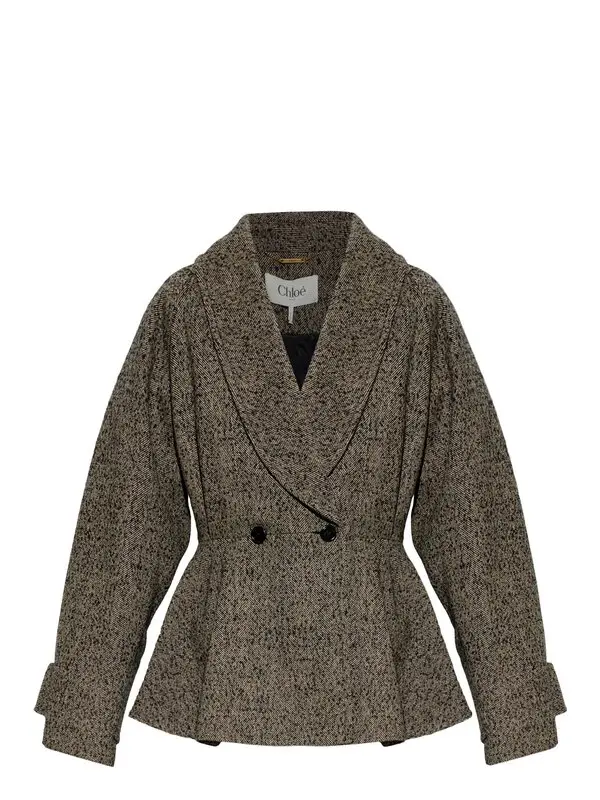 Chloé Herringbone Wool Jacket - Grey