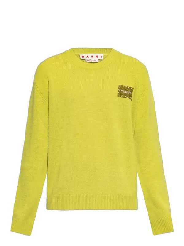 Marni Cashmere Sweater With Logo Patch - Neon
