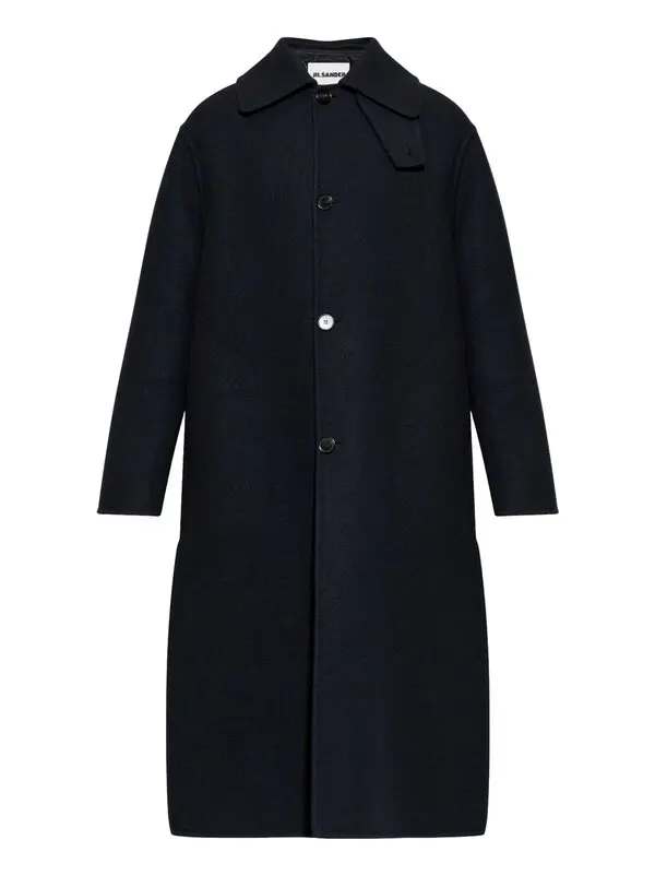 Moncler Jil Sander Mid-calf Wool Coat - Navy Blue