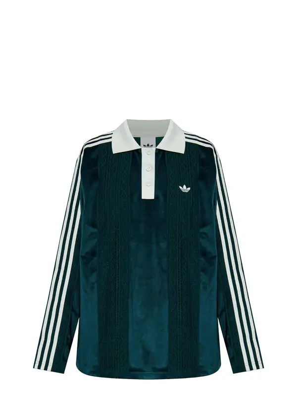 ADIDAS ORIGINALS Velour And Jacquard Polo - Green