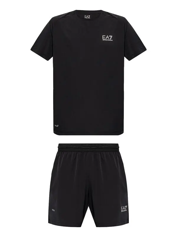 Emporio Armani Training T-shirt And Shorts Set - Black