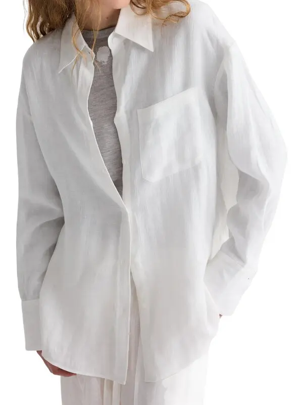TWP Big Joe Shirt In Delave Hemp - White