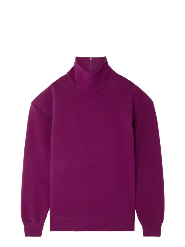Saint Laurent Cotton-jersey Turtleneck Sweatshirt - Purple
