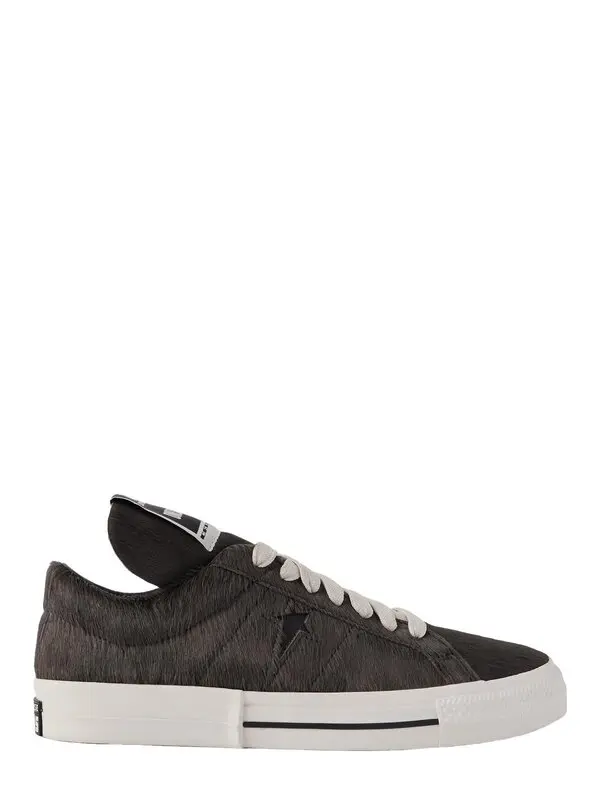 Rick Owens Leather-trimmed Cow Hair Sneakers - Brown