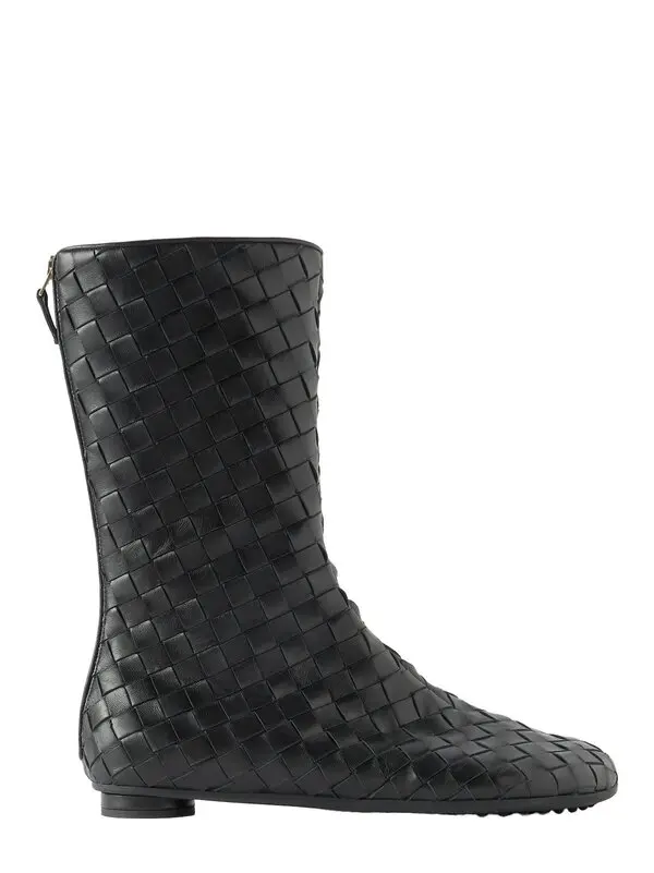 Bottega Veneta Atomic Intrecciato Leather Ankle Boots - Black