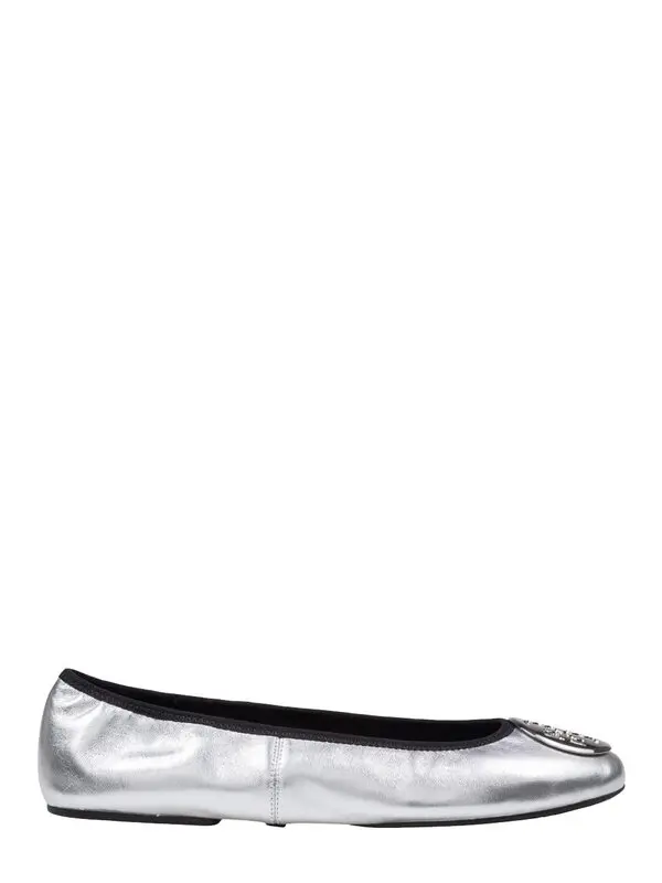 Tory Burch Metallic Nappa Ballerina Flats - Silver