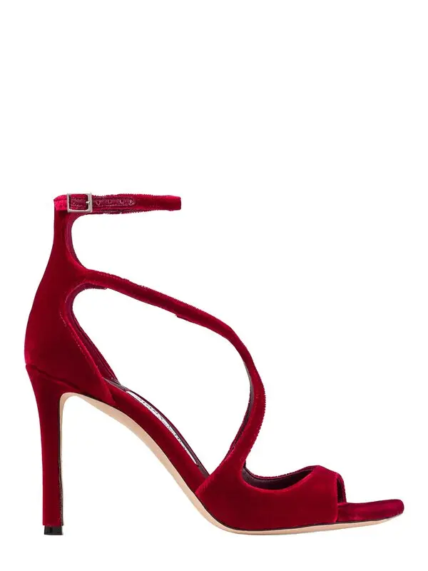 JIMMY CHOO Azia 95 Velvet Sandals - Red
