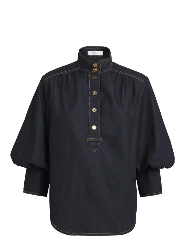 Zimmermann Denim Billow Shirt - Navy