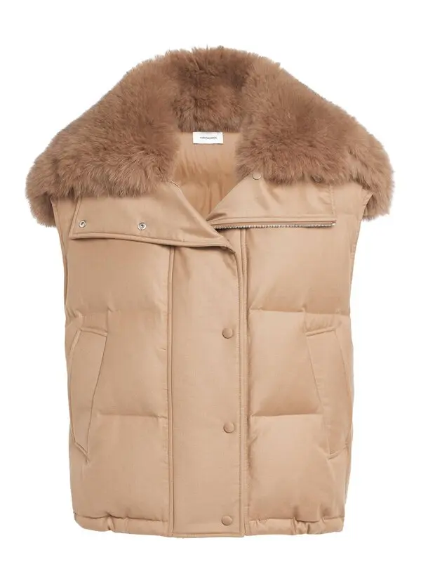 YVES SALOMON Down-virgin Wool-mink Gilet - Beige