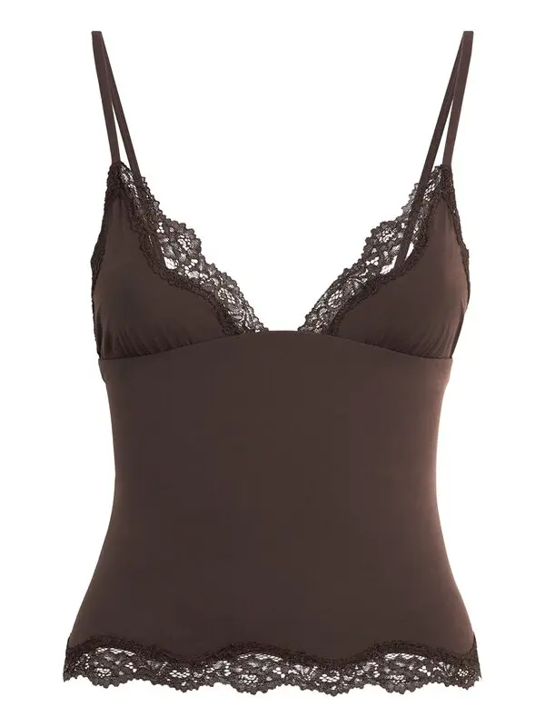 SKIMS Fits Everybody Lace-trim Cami - Brown
