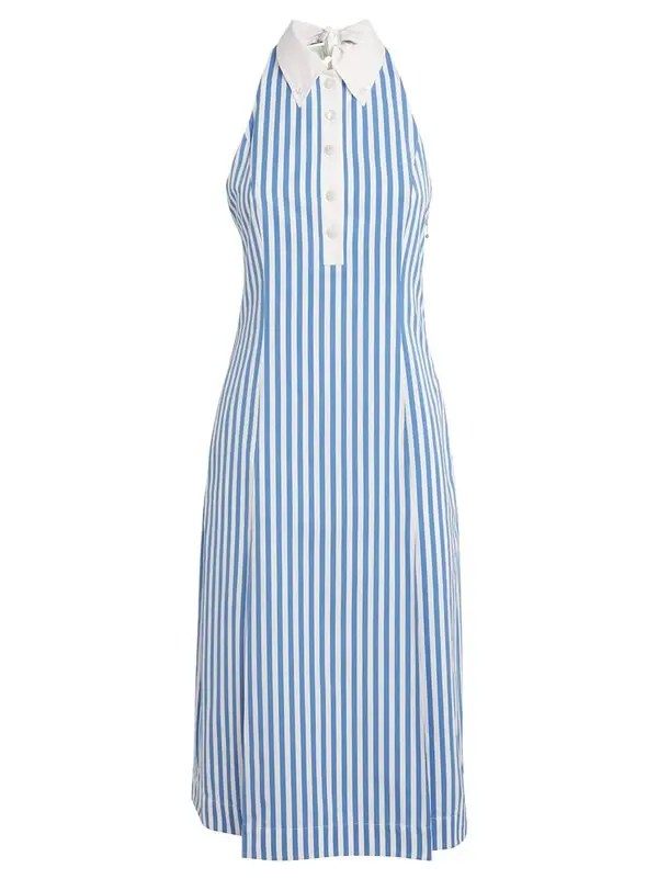Thom Browne Cotton Stripe Halter Dress - Blue