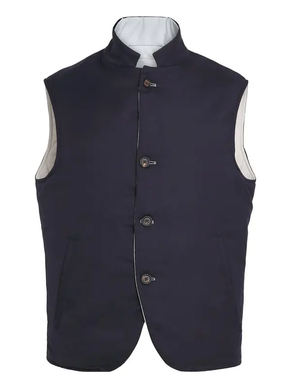 Eleventy Cashmere-silk Reversible Gilet - Blue
