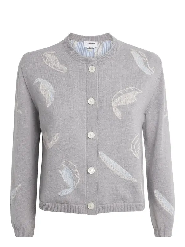 Thom Browne Cashmere Intarsia Cardigan - Grey