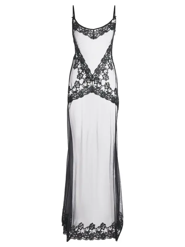 SKIMS Lace Maxi Slip Dress - Black