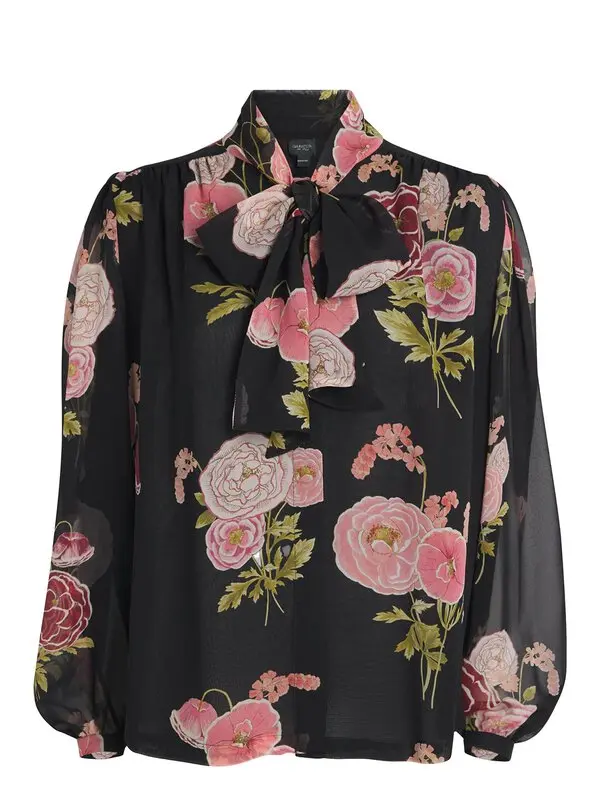 Giambattista Valli Silk Floral Blouse - Black