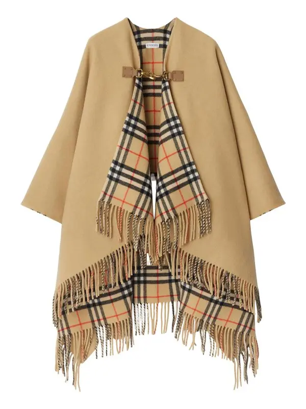 Burberry Wool Check-lined Cape - Beige