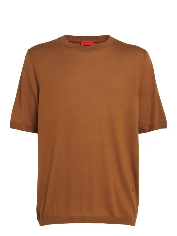 Isaia Wool-silk-cashmere T-shirt - Orange