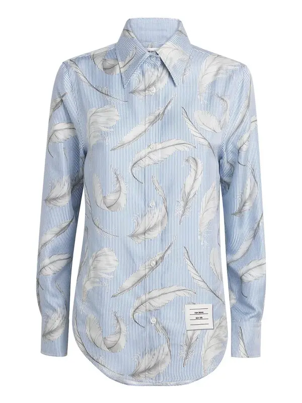 Thom Browne Silk Twill Print Shirt - Blue