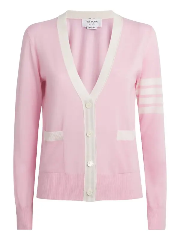 Thom Browne Wool V-neck Cardigan - Pink