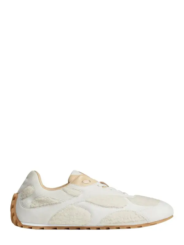Bottega Veneta Shearling And Suede Orbit Flash Sneakers - Neutral