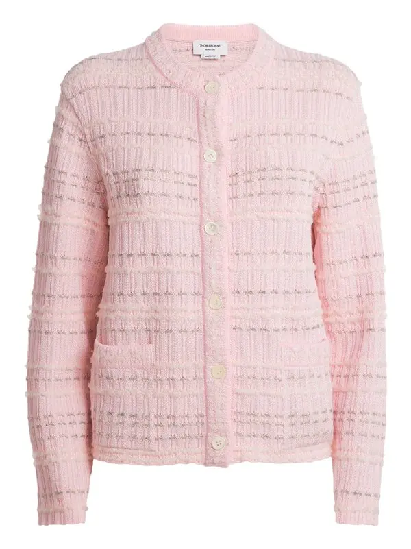 Thom Browne Tweed Jacquard Cardigan - Pink
