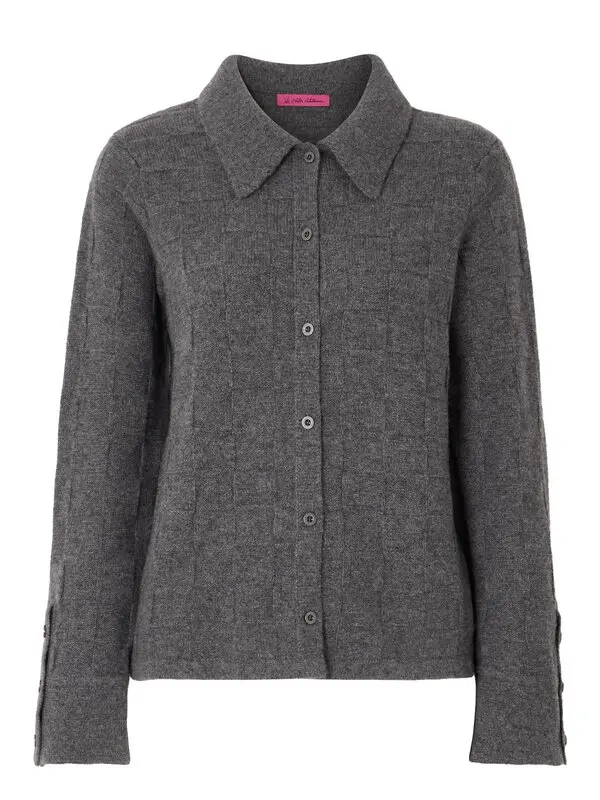 THE ELDER STATESMAN Cashmere Checkerboard Cardigan - Gray
