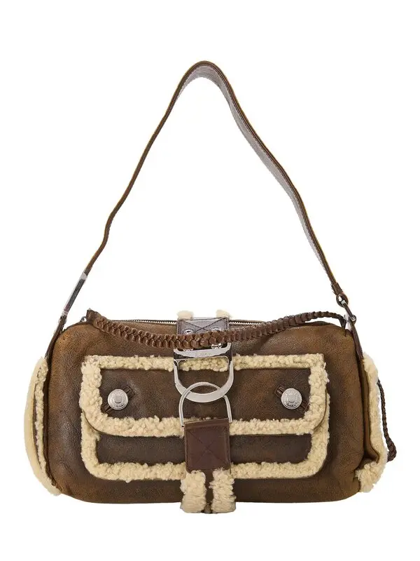 Dior Shearling "remove Before Flight" Shoulder Bag - Brown